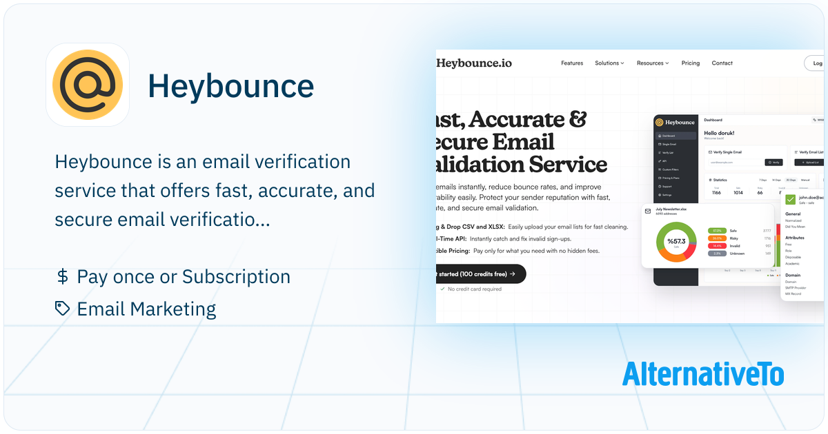 Heybounce: Fast, Accurate & Secure Email Validation Service | AlternativeTo