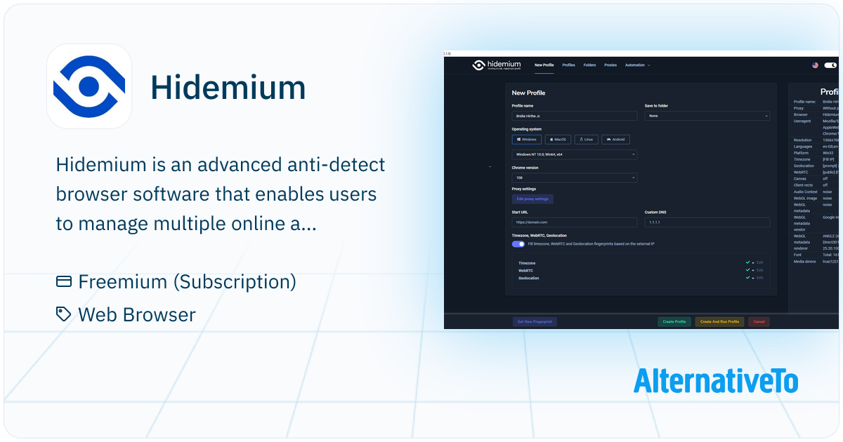 Hidemium: Anti-detect browser software that allows users to create and ...