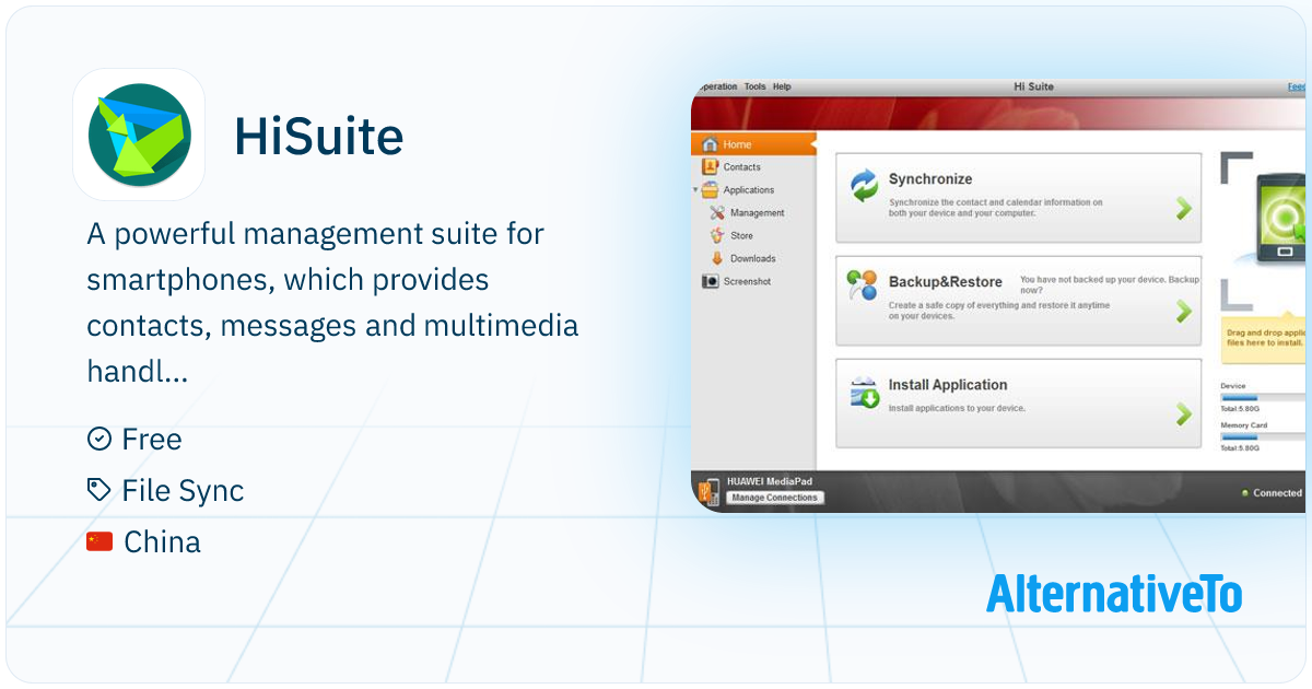 HiSuite: A powerful management suite for smartphones, which provides ...