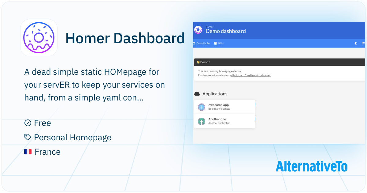 Homer Dashboard: A dead simple static HOMepage for your servER to ...