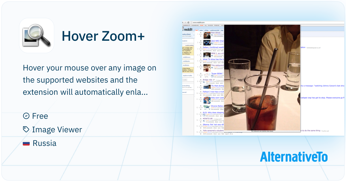 Hover Zoom+: Hover your mouse over any image on the supported ...