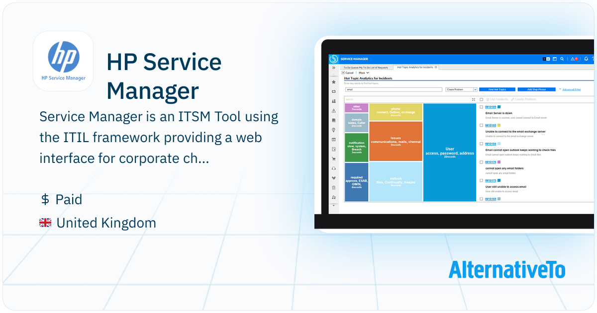 HP Service Manager: HPE Service Manager is a cloud-based help desk ...