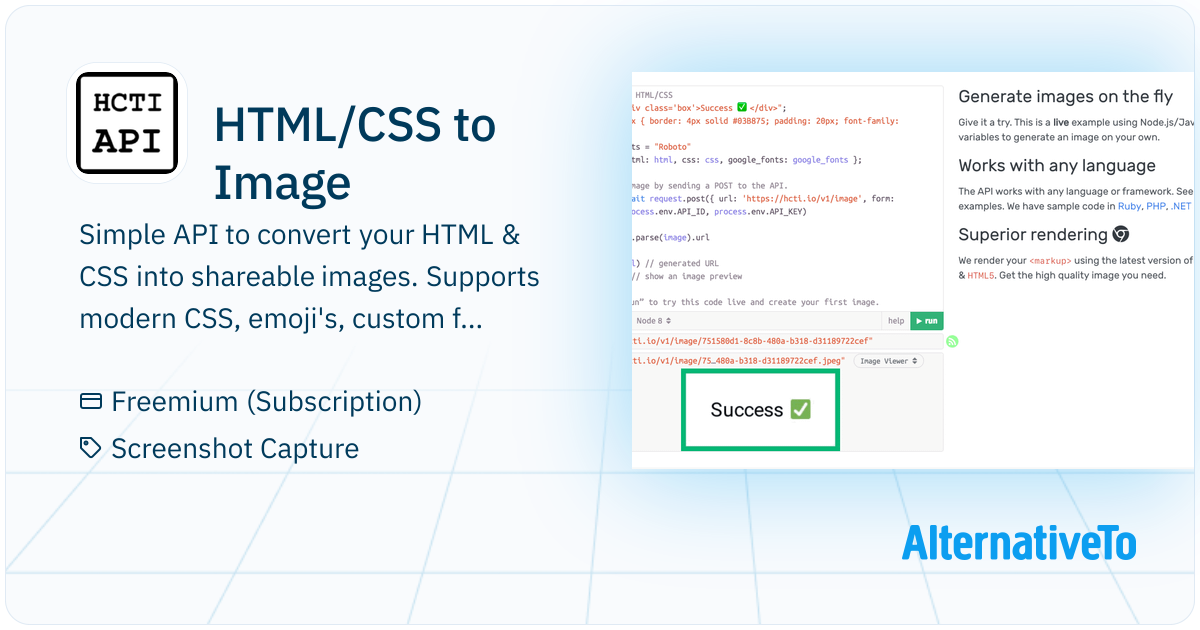 HTML/CSS to Image: Simple API to convert your HTML & CSS into shareable ...