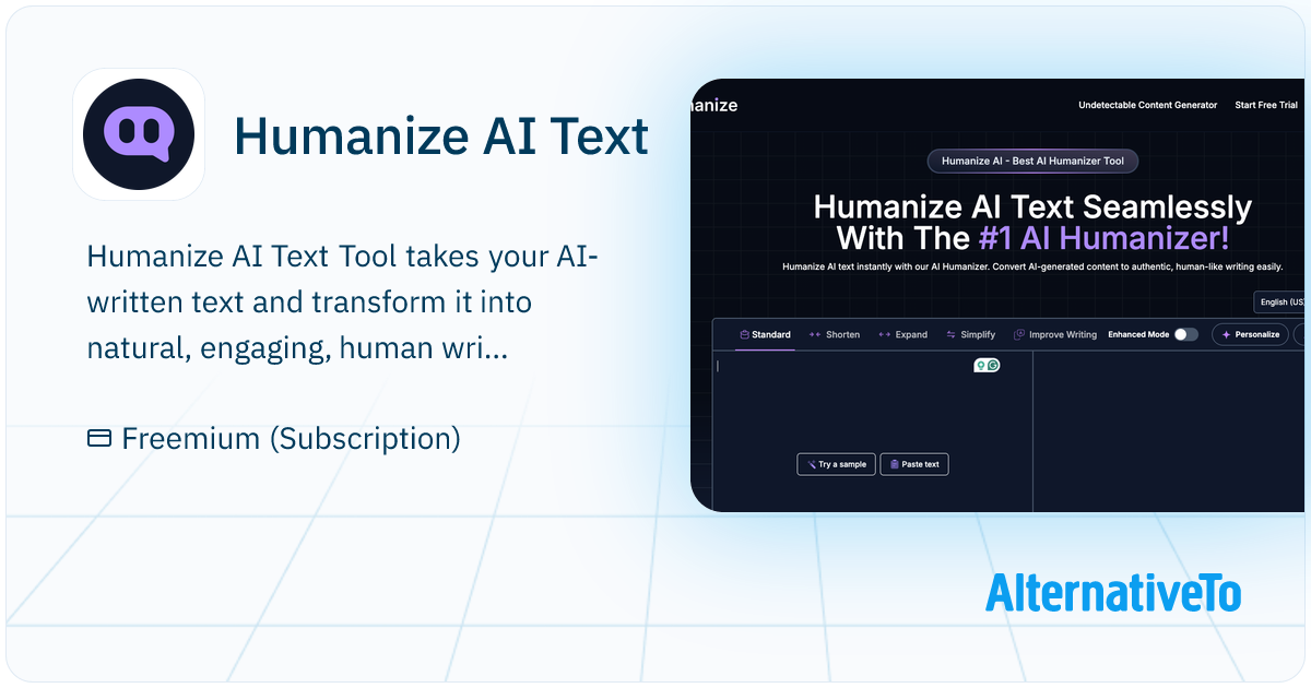 Humanize AI Text: Tool takes your AI-written text | AlternativeTo