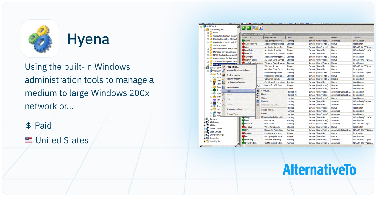Hyena: Using the built-in Windows administration tools | AlternativeTo