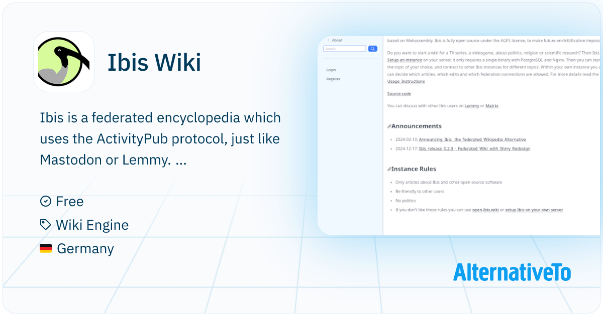 Ibis Wiki: Ibis is a federated encyclopedia which uses the ActivityPub ...