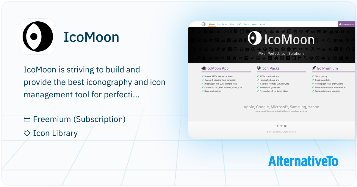 IcoMoon: Provides a package of vector icons, along with a free HTML5 ...