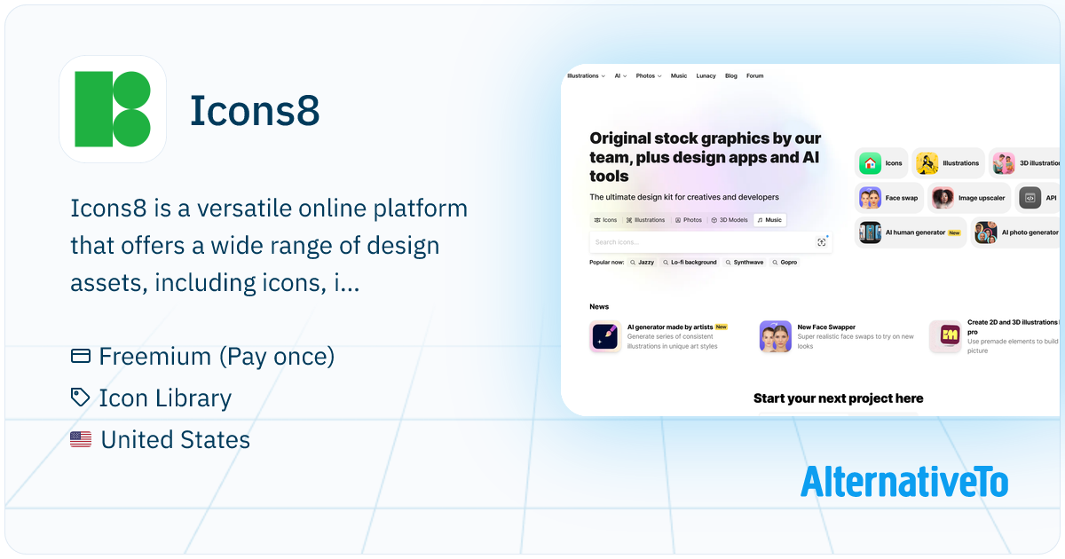 Icons8: Design assets, AI tools, music, and integrations for creatives ...