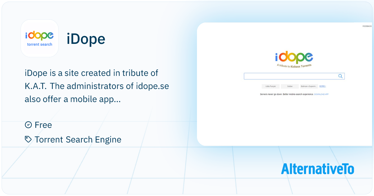 iDope: Torrent search engine for both PC & Android | AlternativeTo