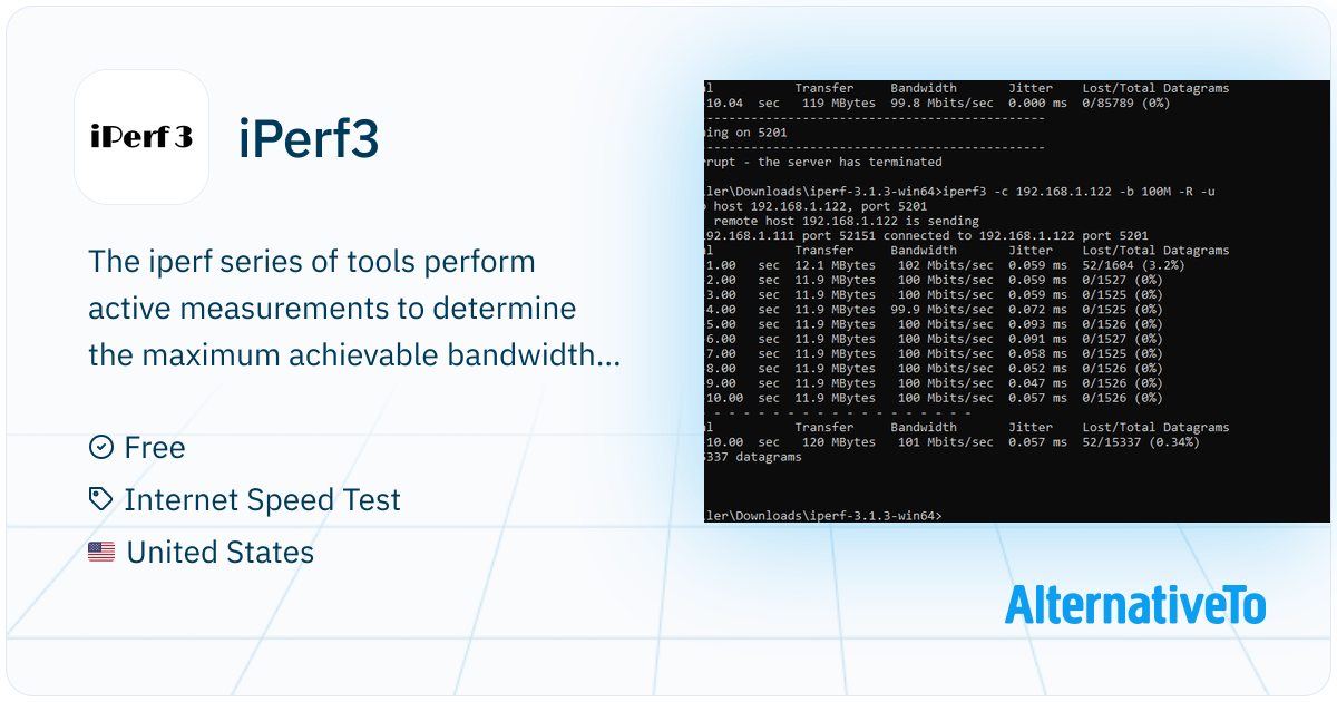 iPerf3: Iperf3: A TCP, UDP, and SCTP network bandwidth measurement tool ...