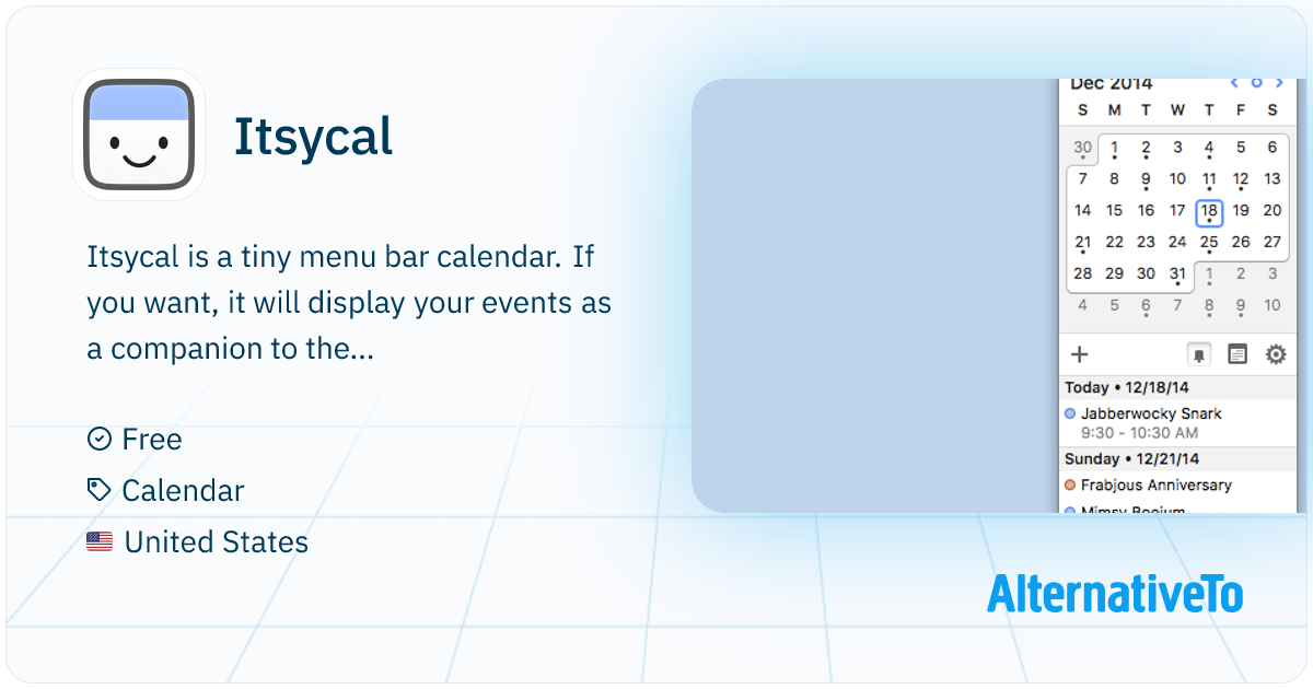 Itsycal: Tiny menu bar calendar for macOS | AlternativeTo
