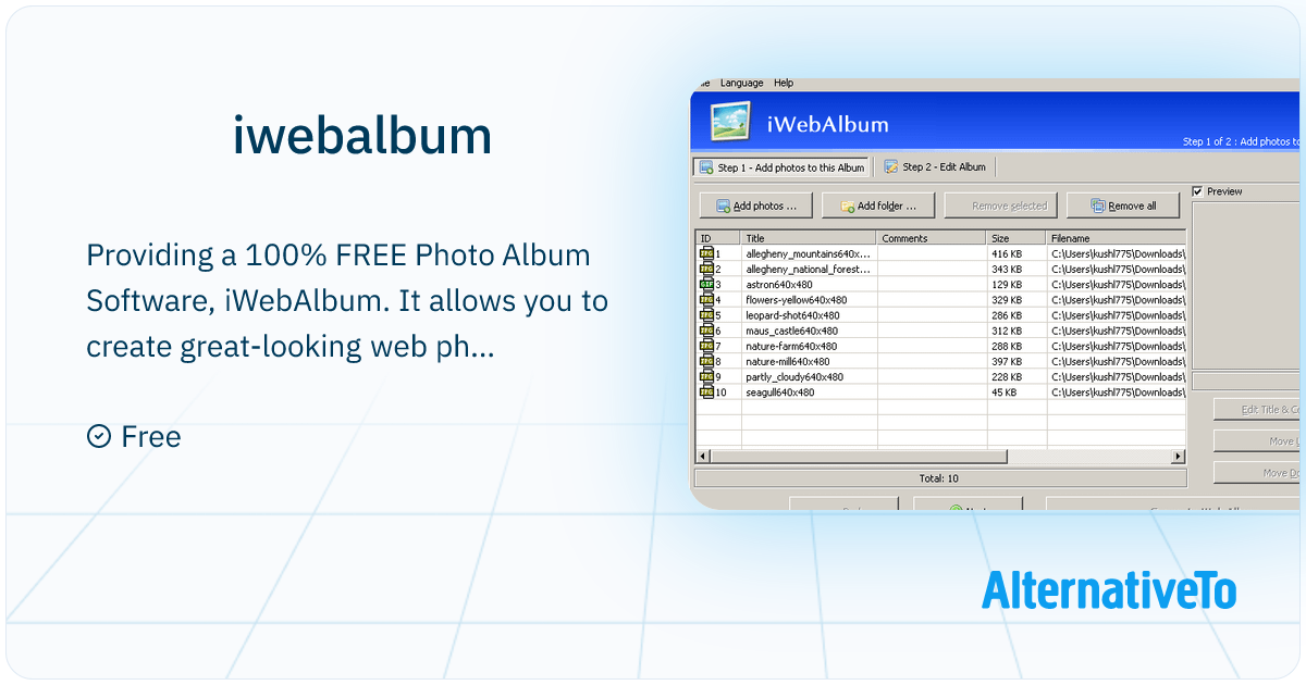 iwebalbum: Providing a 100% FREE Photo Album Software | AlternativeTo