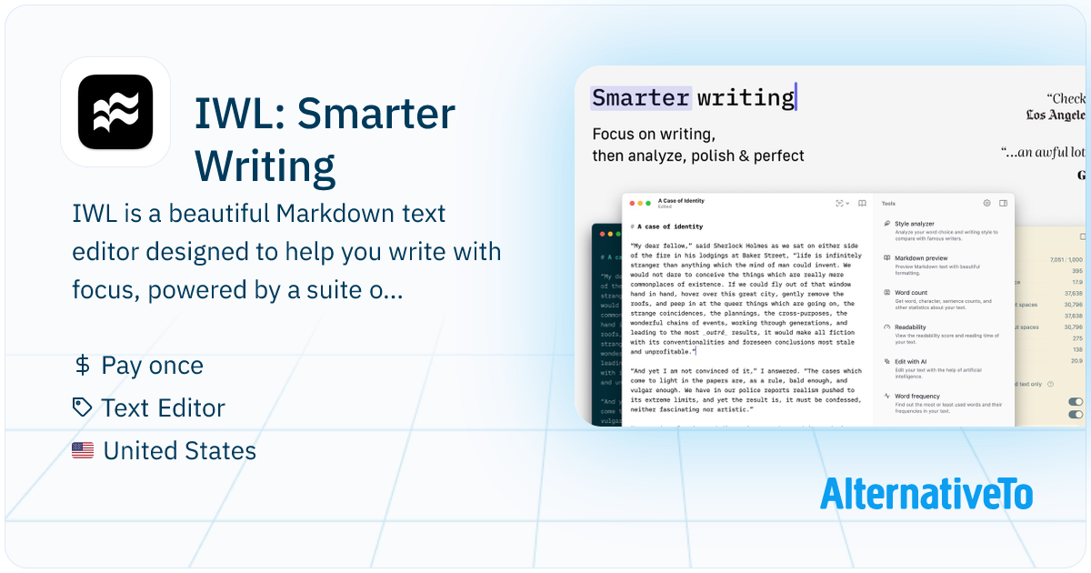 IWL: Smarter Writing: IWL is a beautiful Markdown text editor designed ...