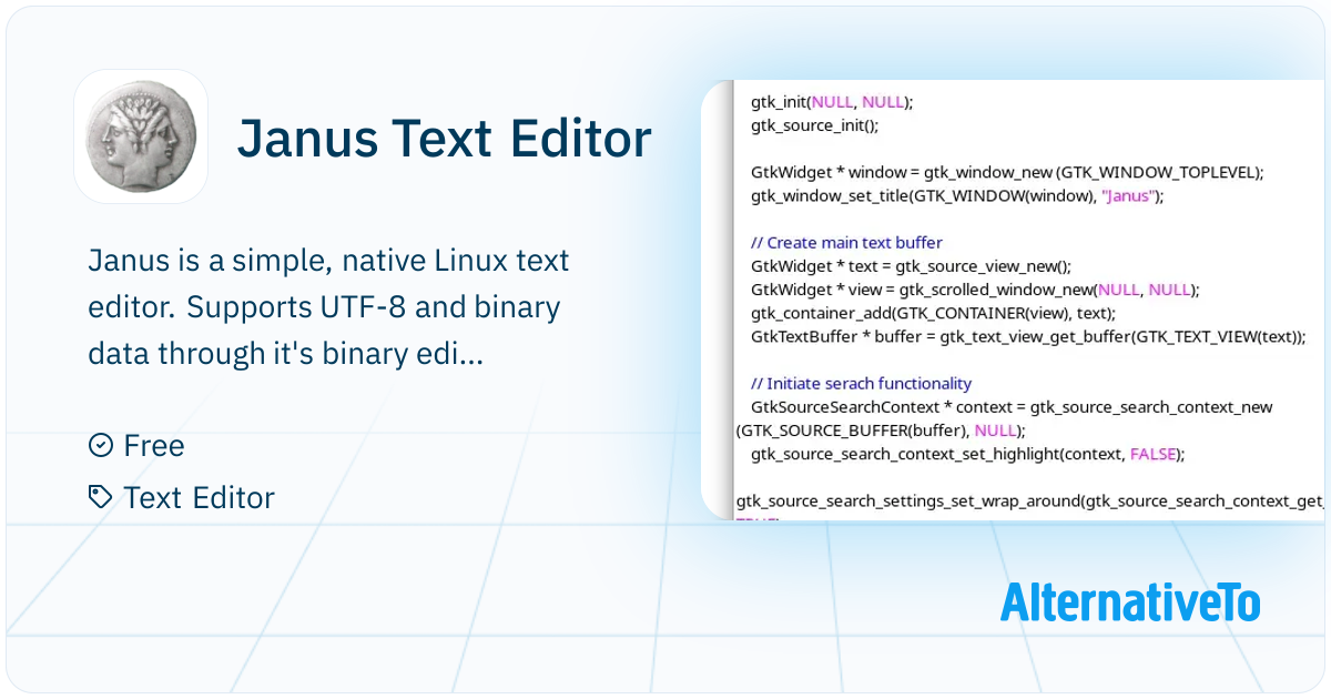 Janus Text Editor: Janus is a simple, native Linux text editor ...
