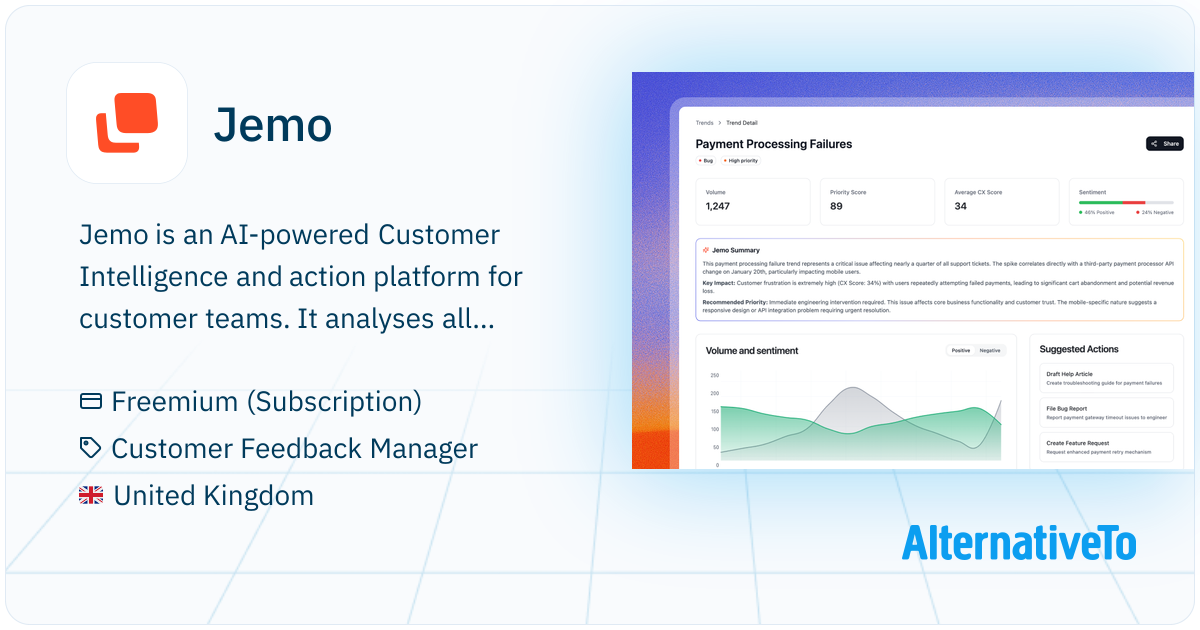 Jemo: Analyses all customer conversations, clusters them into trends ...