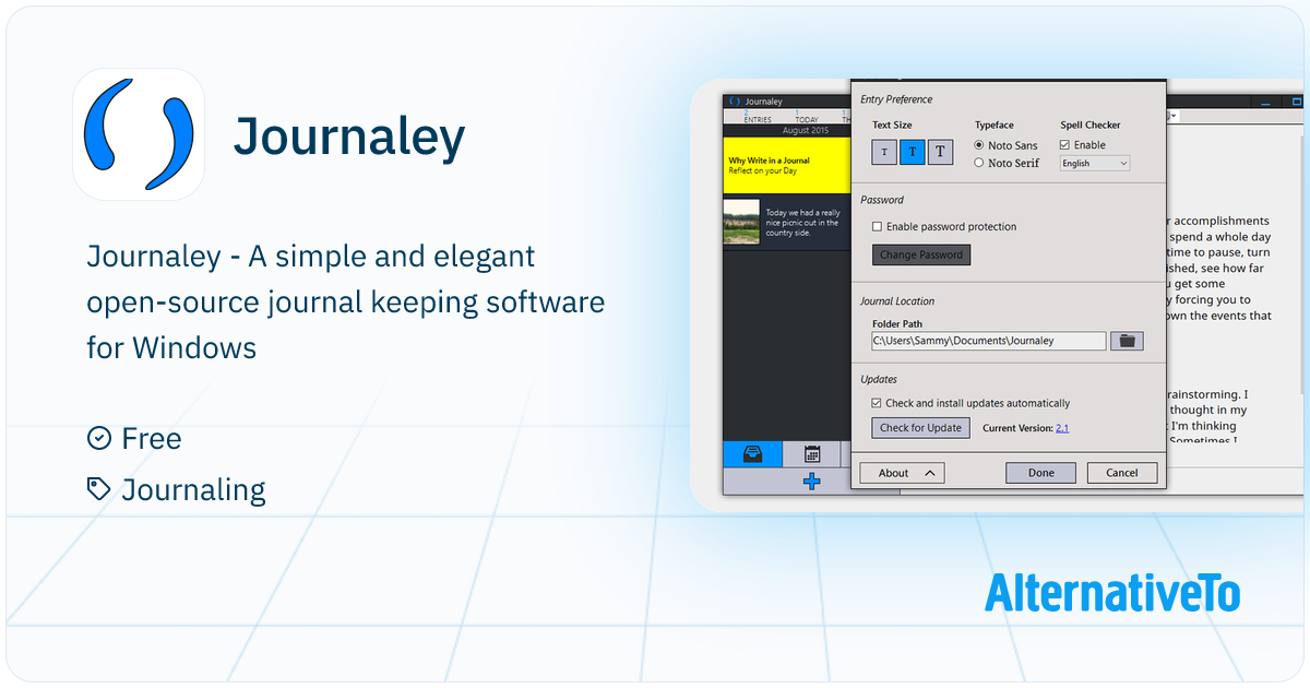 Journaley: A simple and elegant open-source journal keeping software ...