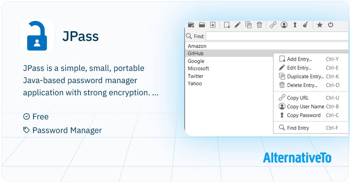 JPass: Simple, small, portable Java-based password manager application ...