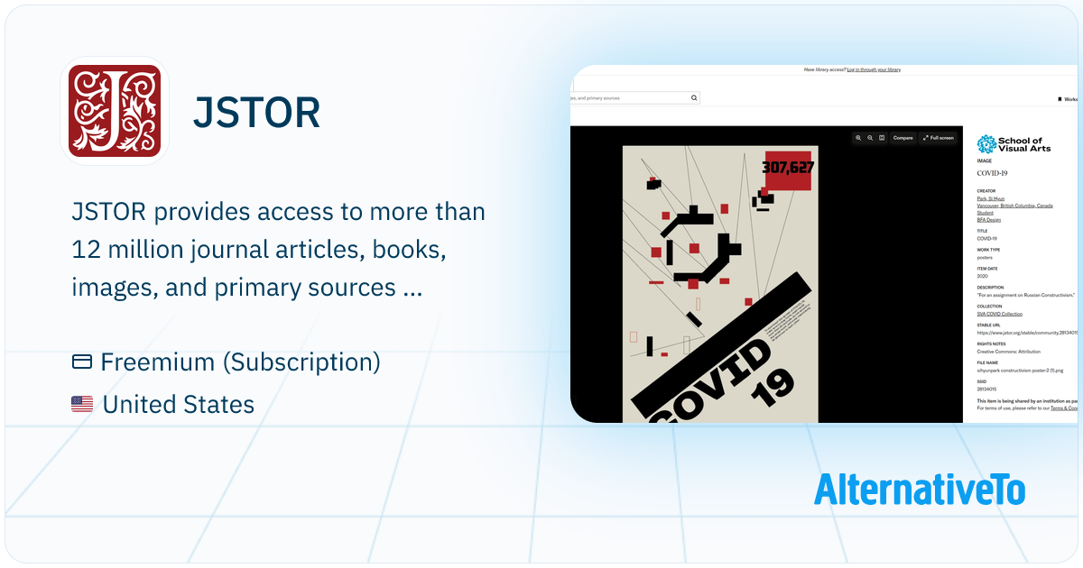 JSTOR: Provides access to more than 12 million | AlternativeTo
