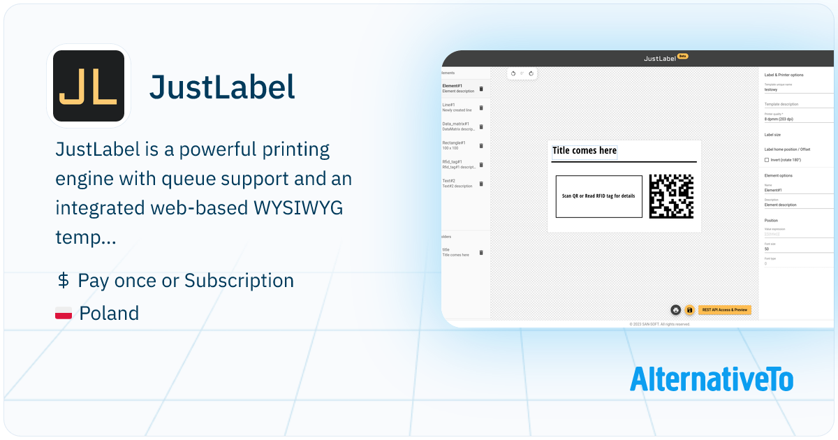 JustLabel: Fully web-based label printing and template management ...