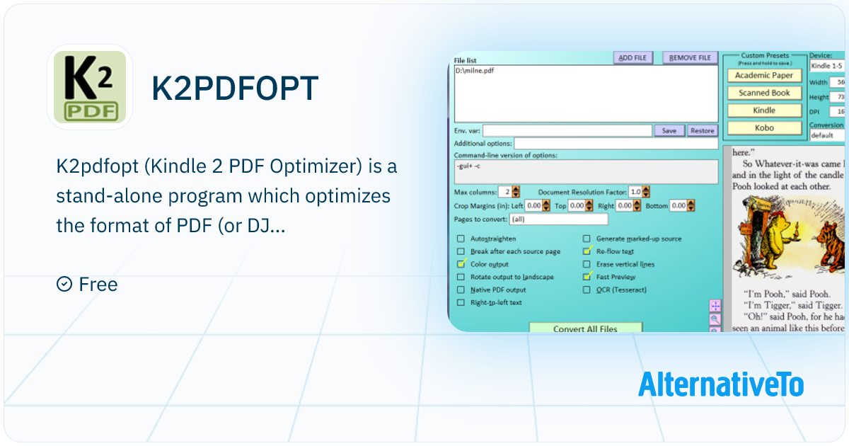 K2pdfopt K2pdfopt Kindle 2 Pdf Optimizer Is A Alternativeto