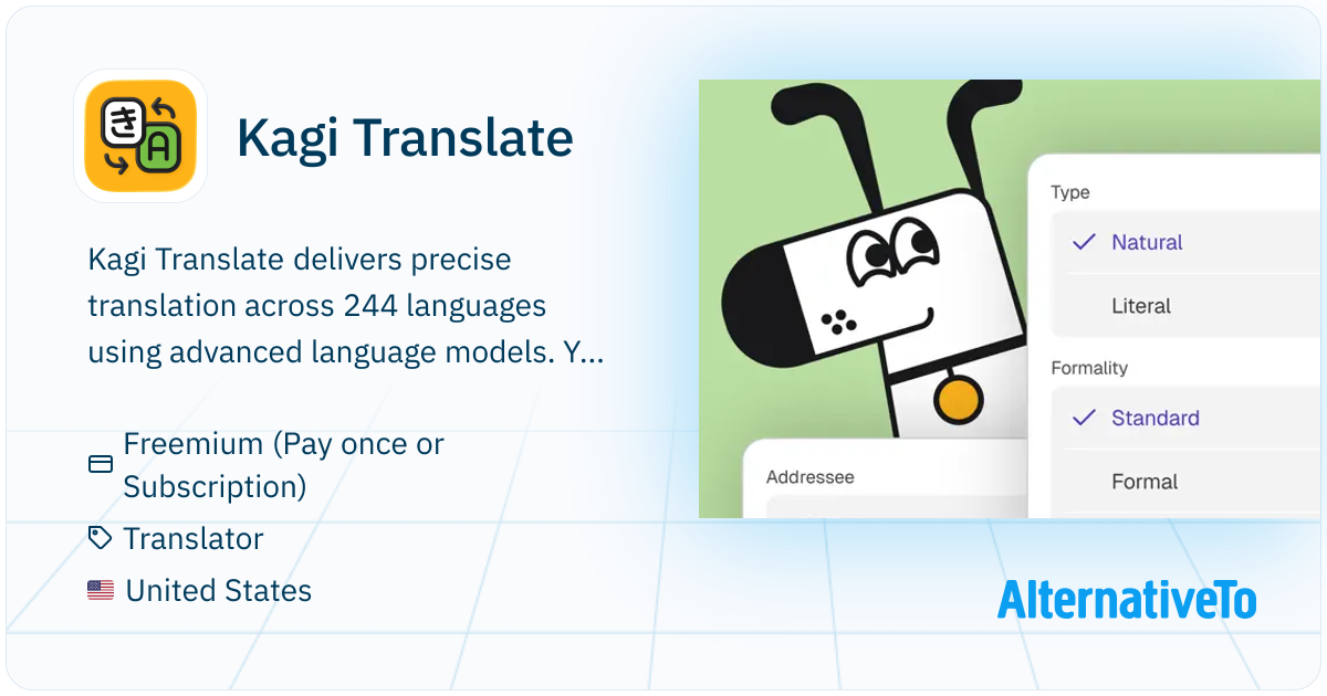 Kagi Translate: Instantly translate 244 languages with AI | AlternativeTo