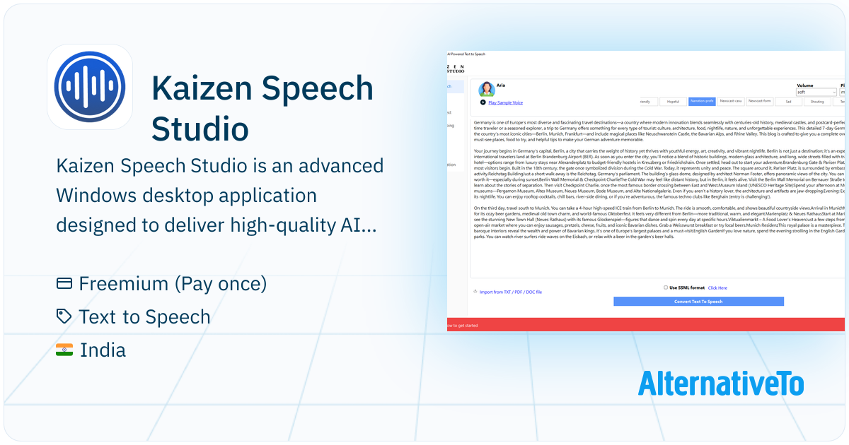 Kaizen Speech Studio: Professional text-to-speech, speech-to-text, and ...