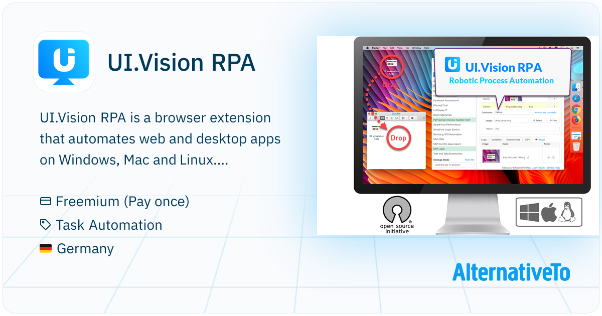 UI.Vision RPA: Open-source task and test automation tool and Selenium ...