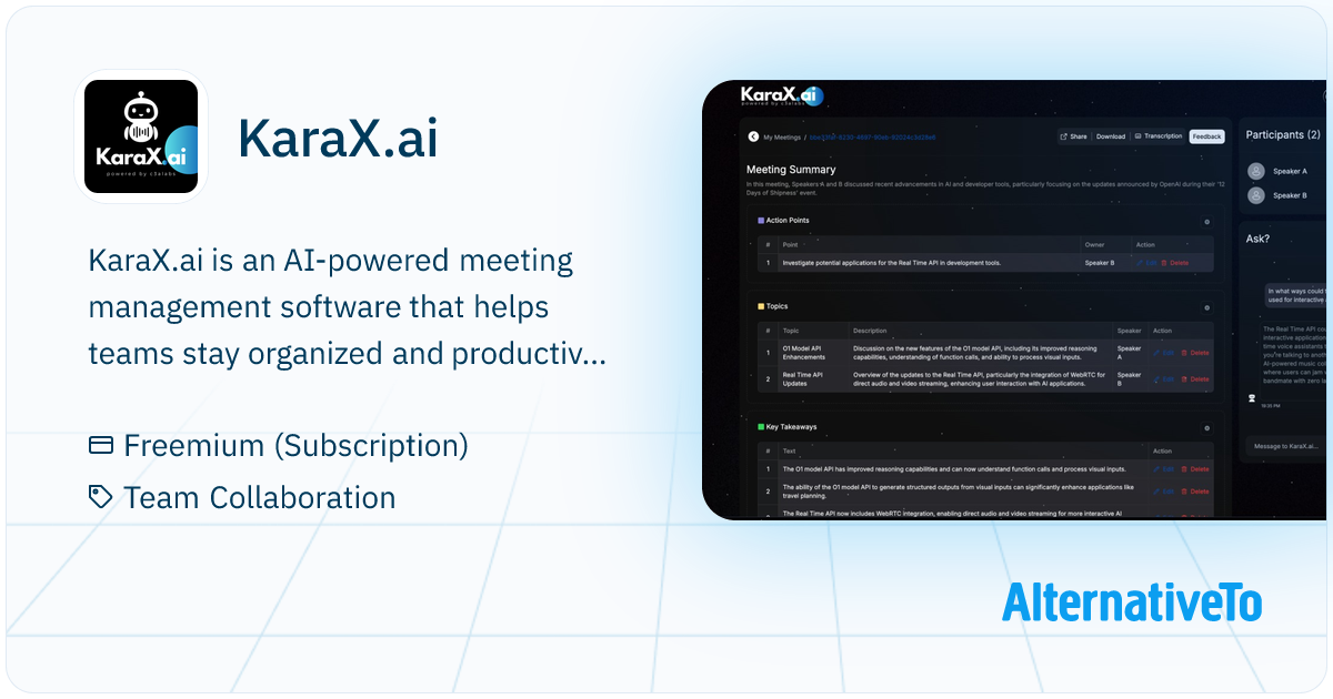 KaraX.ai: Captures key discussions, summarizes meetings, and tracks ...