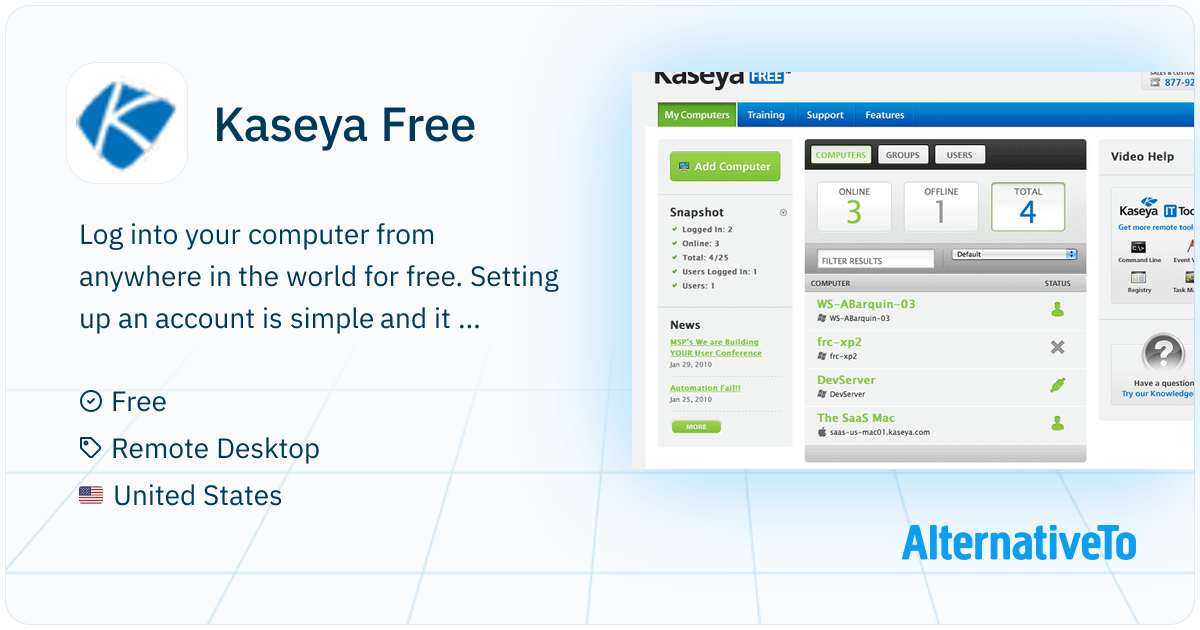 Kaseya Free: Log into your computer from anywhere in the world ...