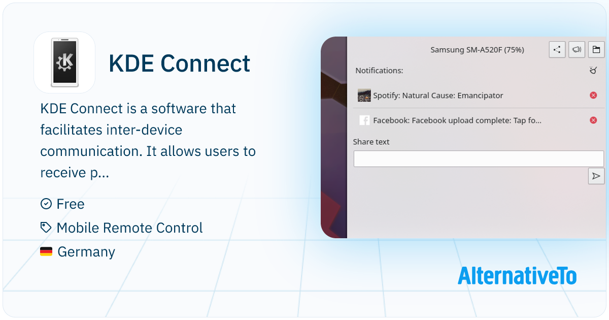 KDE Connect: Connect devices, manage notifications | AlternativeTo