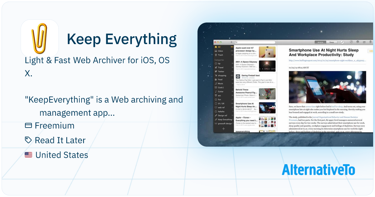 Keep Everything: Light & Fast Web Archiver for iOS, OS X | AlternativeTo