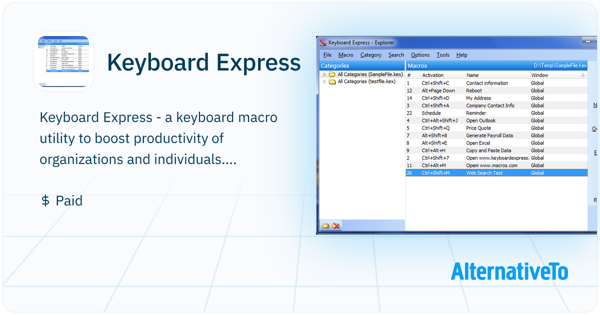 Keyboard Express: Windows keyboard macro utility. It allows you to ...