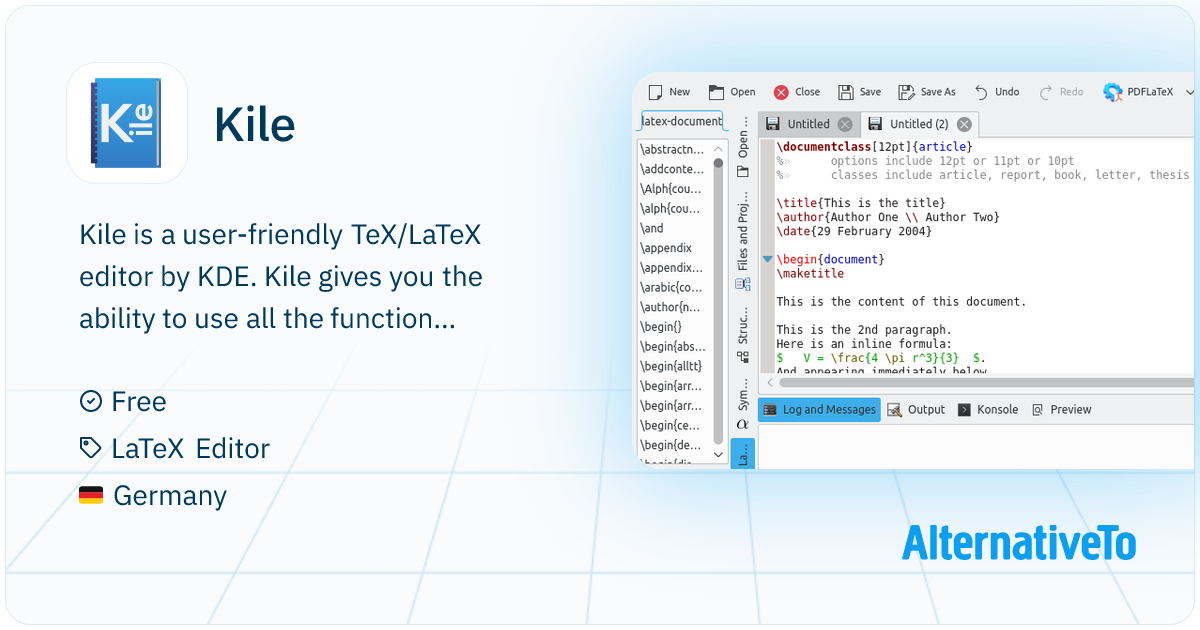 Kile: An integrated LaTeX editor and viewer environment with many ...