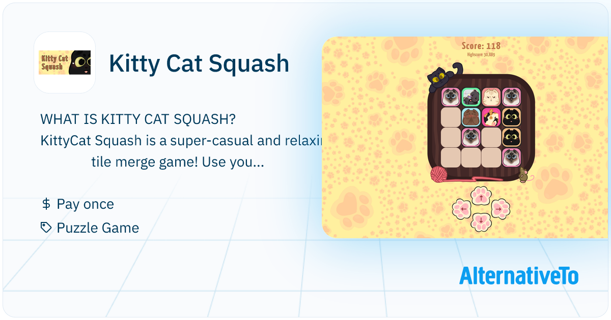 Kitty Cat Squash: Super-casual tile merge game! Use your paws to slide ...