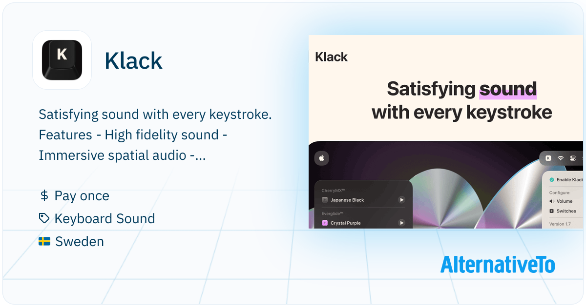 Klack: Satisfying sound with every keystroke | AlternativeTo