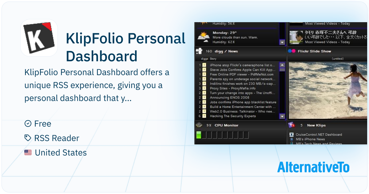 KlipFolio Personal Dashboard: Offers a unique RSS | AlternativeTo