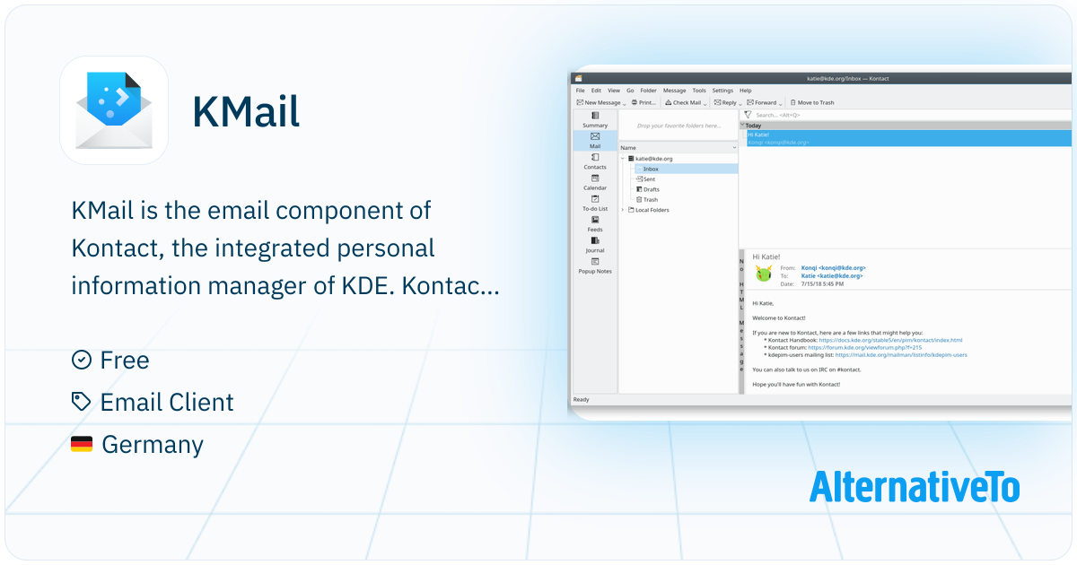 KMail: Email client by KDE, supporting POP3 and IMAP mailboxes ...