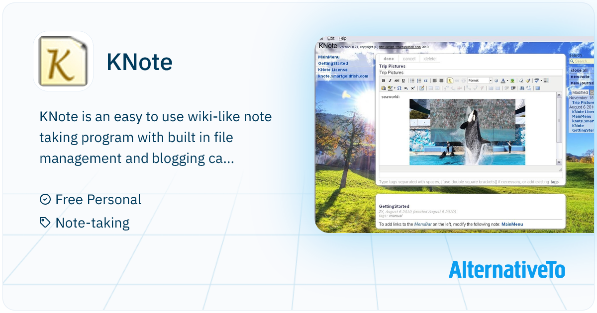 KNote: Easy to use wiki-like note taking | AlternativeTo