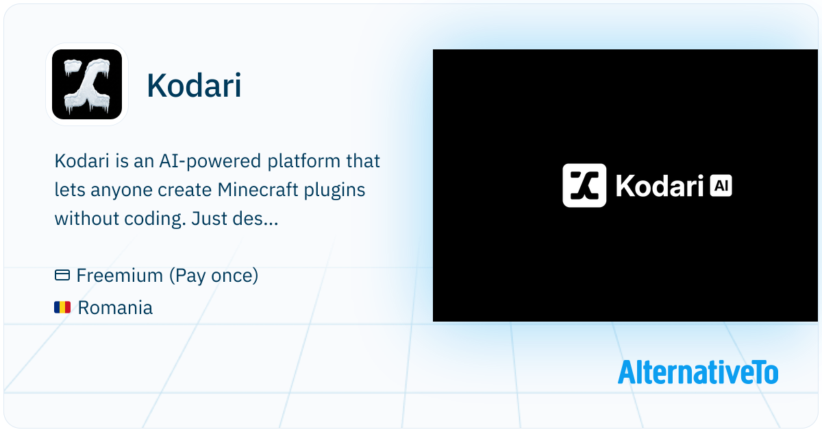 Kodari (Series): AI-powered Minecraft plugin generator. | AlternativeTo