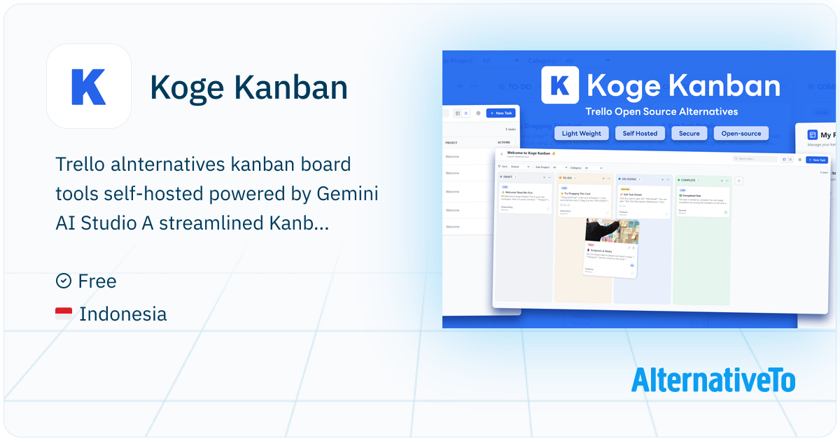 Koge Kanban: Trello alnternatives kanban board tools self-hosted ...