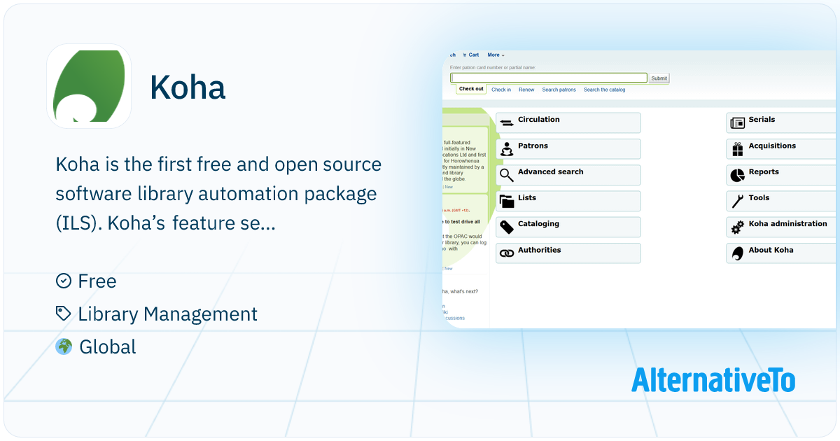 Koha: The first free and open source software | AlternativeTo