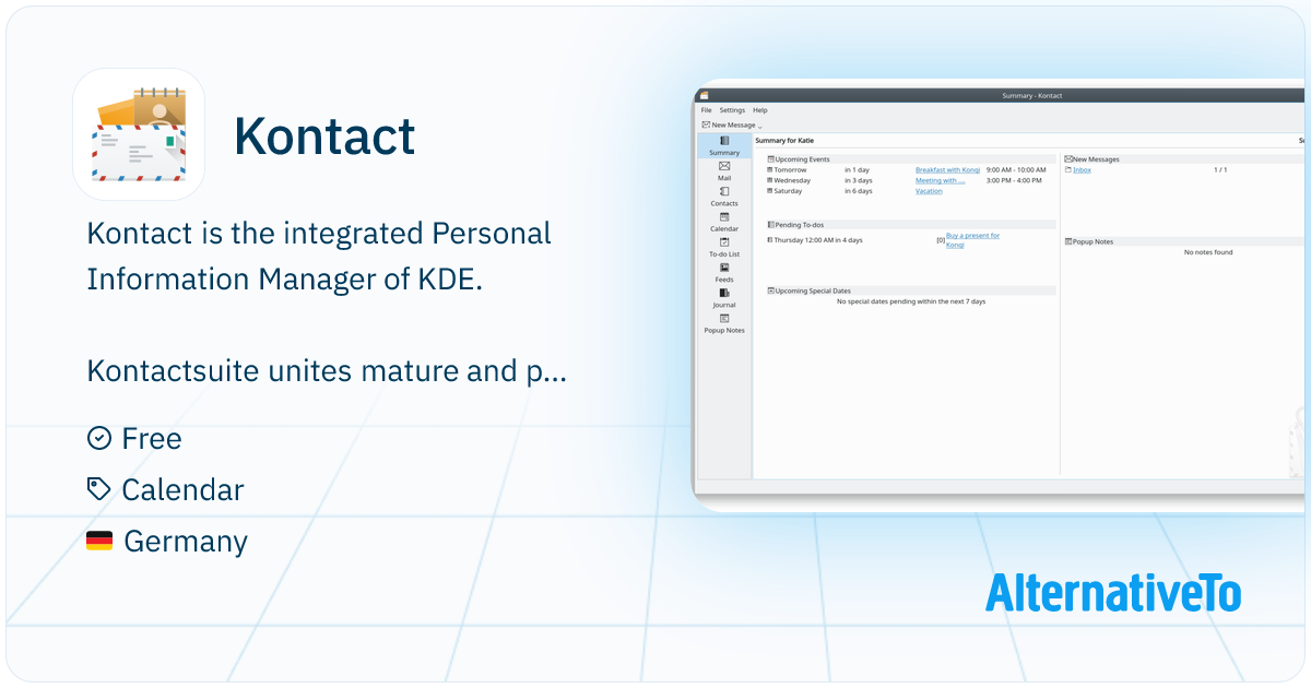 Kontact: Personal Information Manager (Mail, Contact, Calendar and more ...