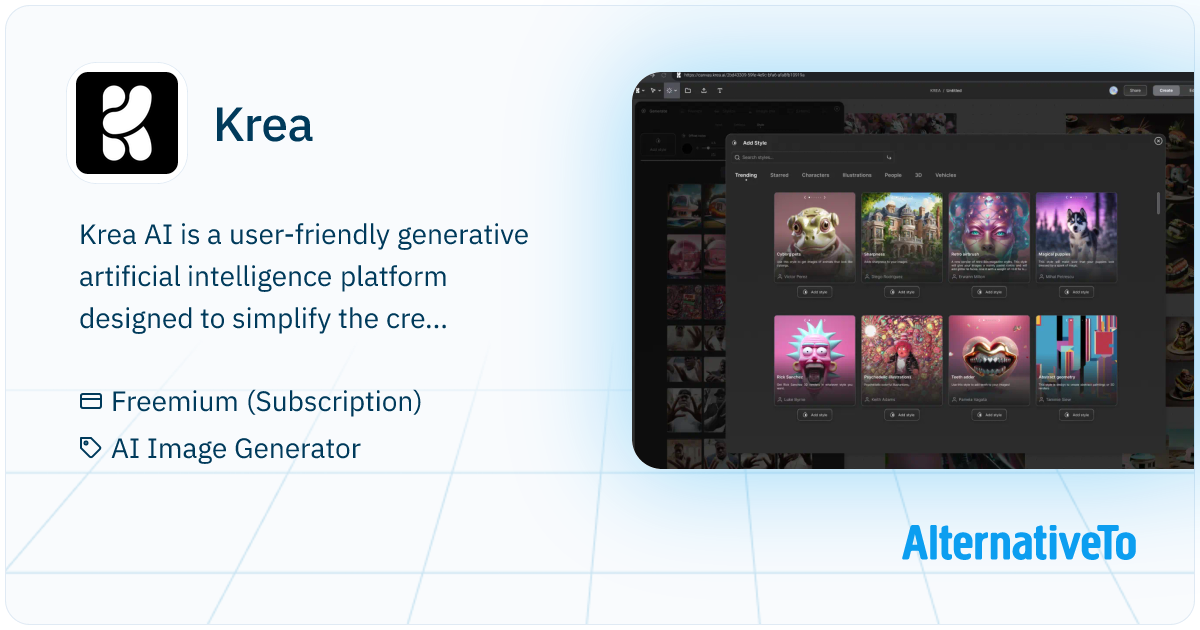 Krea: AI tools for image generation and enhancement | AlternativeTo