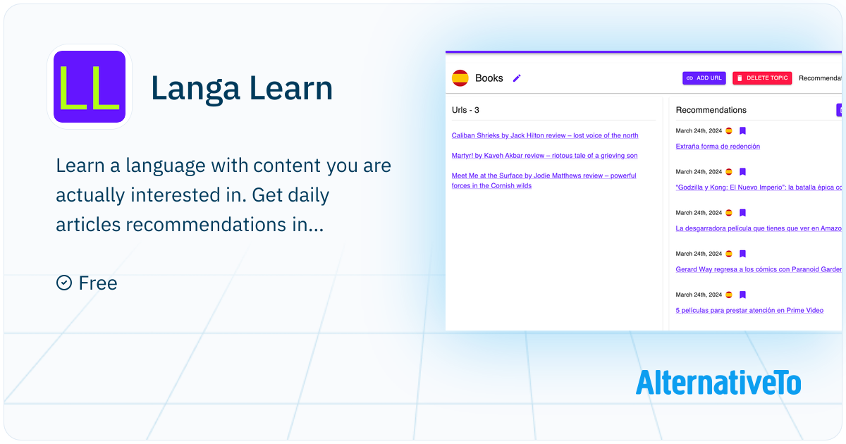 Langa Learn: Learn a language with personalized content | AlternativeTo