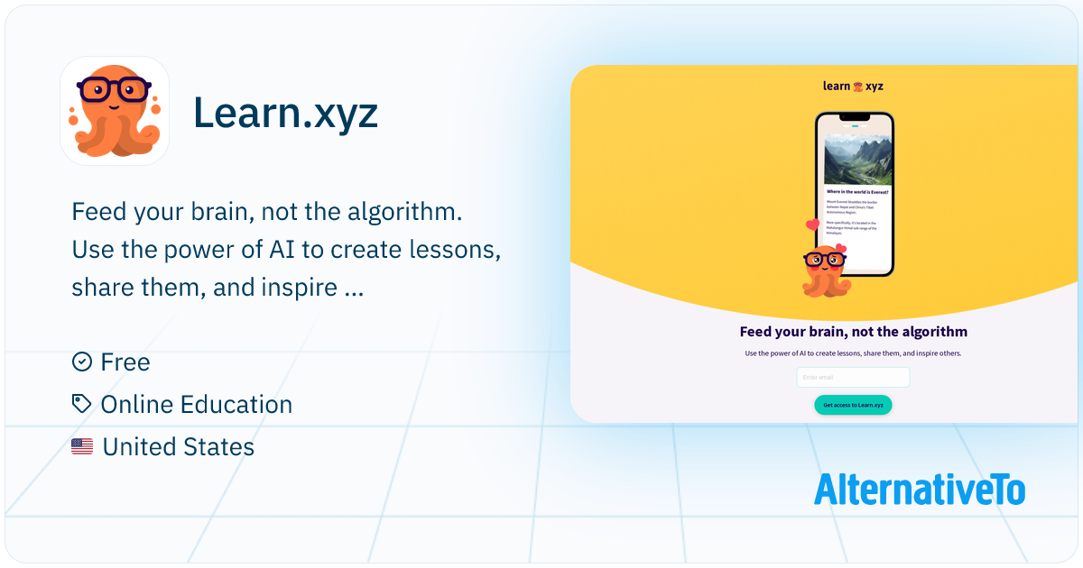 Learn.xyz: Feed your brain, not the algorithm. | AlternativeTo