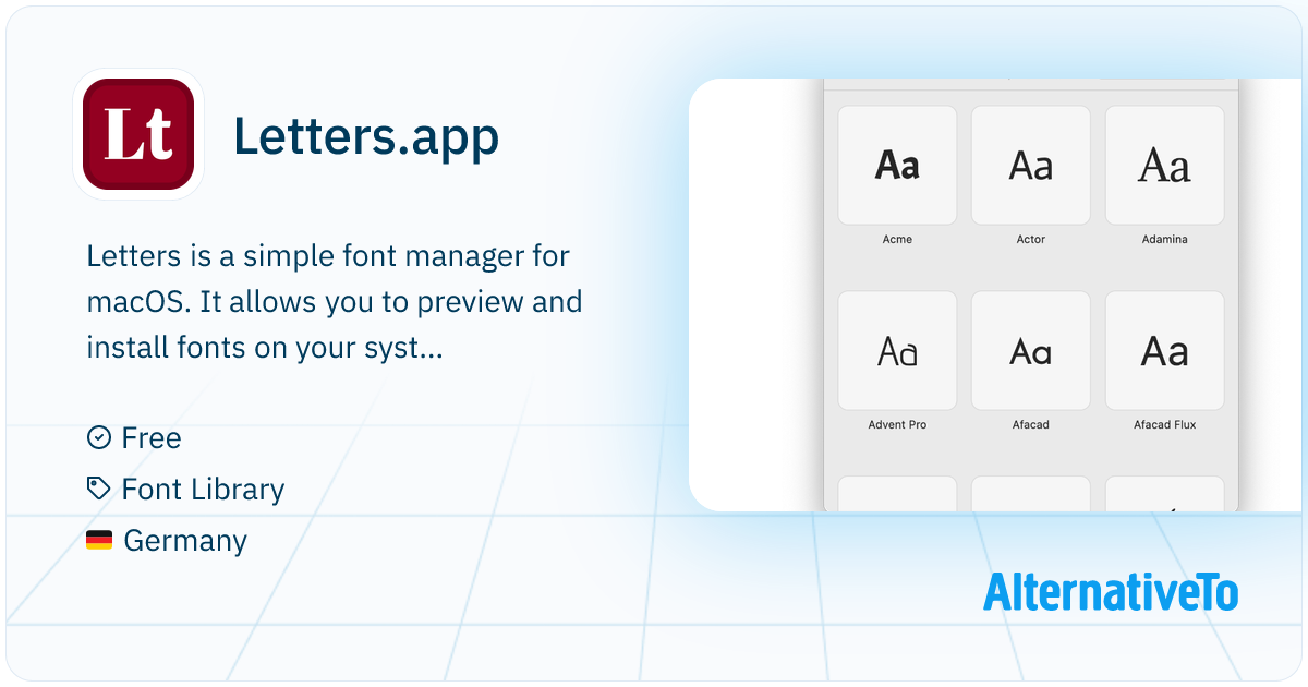 Letters.app: A simple, open source font manager for macOS | AlternativeTo