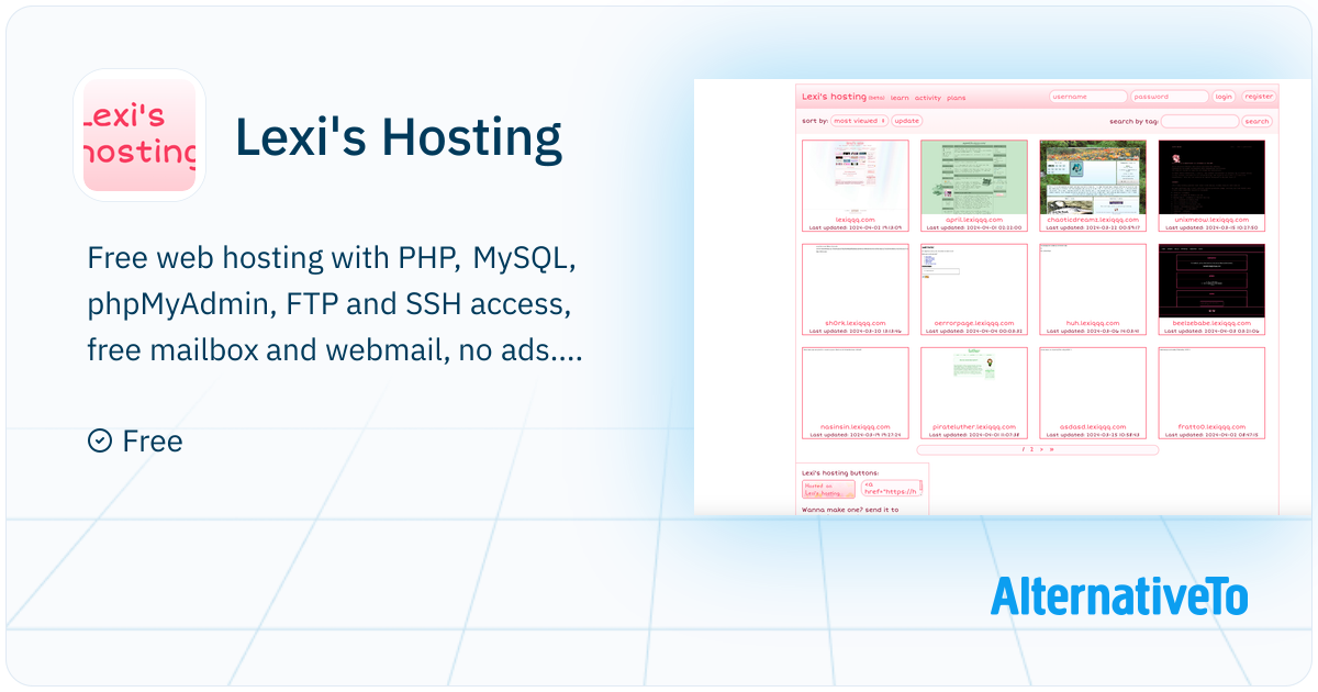 Lexi's Hosting: Free web hosting with PHP, MySQL, phpMyAdmin, FTP ...