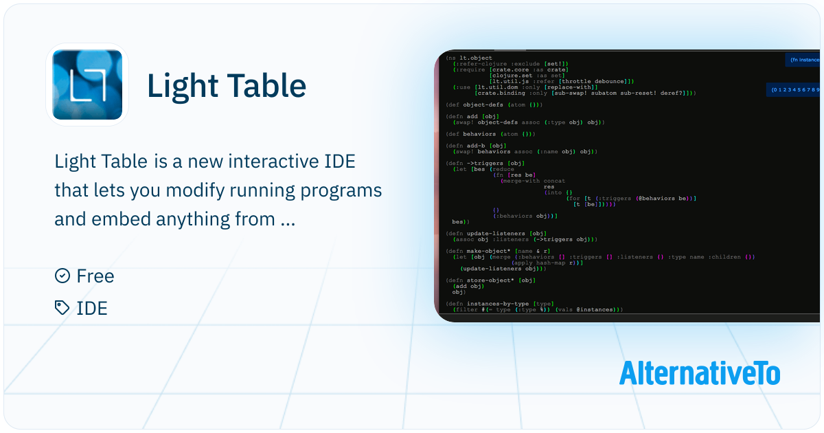 Light Table: New interactive IDE that lets | AlternativeTo