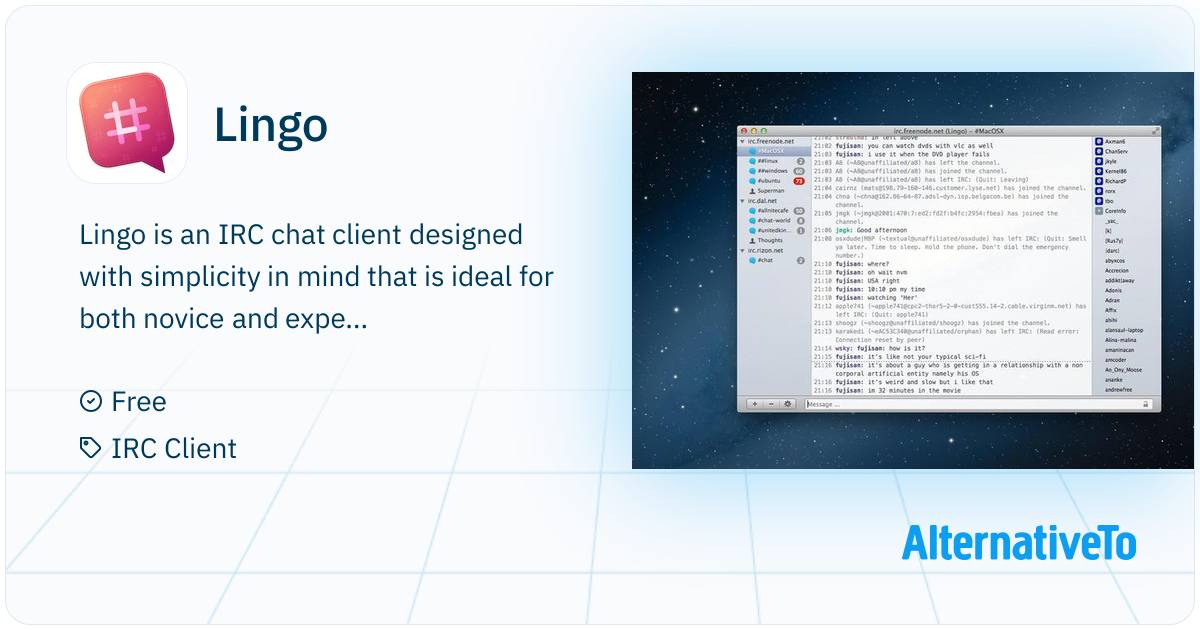 Lingo: IRC chat client designed with | AlternativeTo
