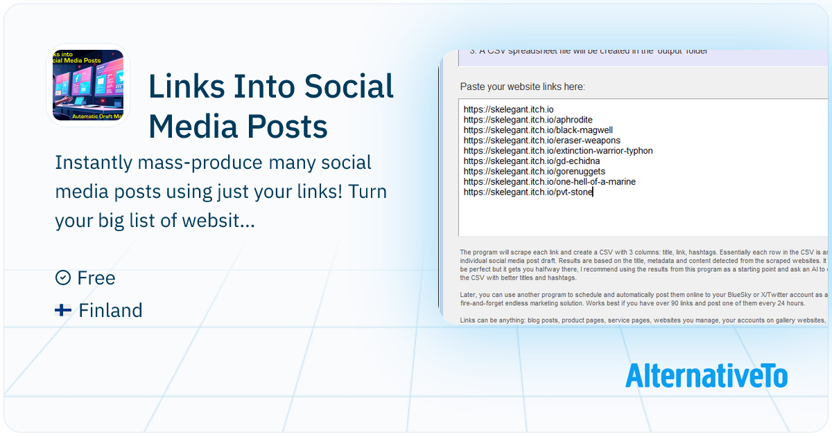 Links Into Social Media Posts: Provide a list of links, get back a CSV ...